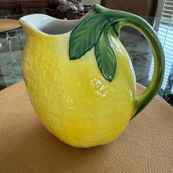 Dining | Vintage Hand Painted Italian Lemon Textured Shape Pitcher ...